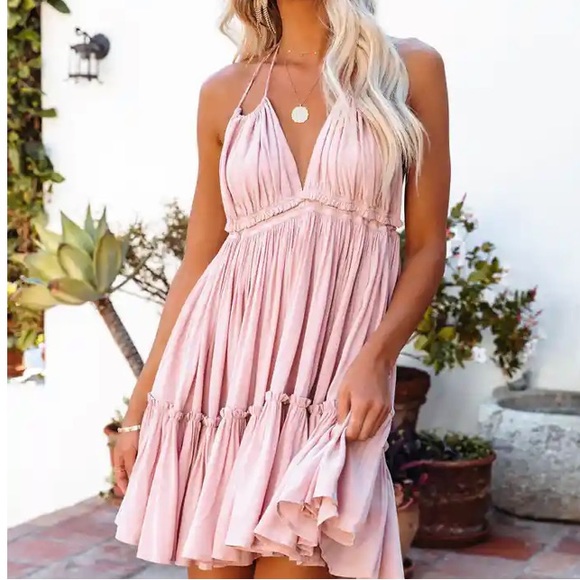 Dresses | Mini Flowy Summer Halter Mauve Pink Mini Summer Dress ...